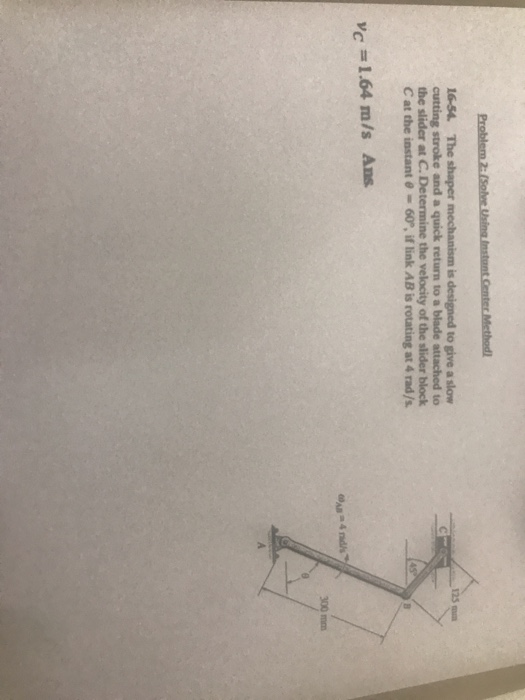 Solved Problem 2: (Solve Using Instant Center Method) 125 | Chegg.com