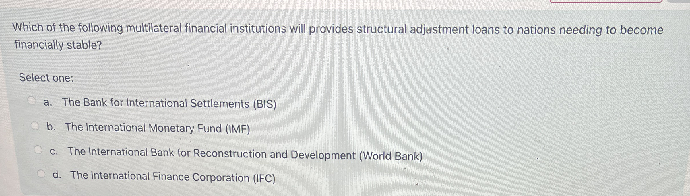 Solved Which of the following multilateral financial | Chegg.com