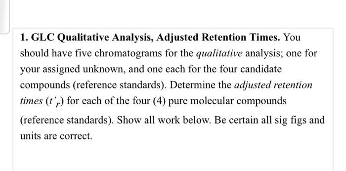 1. GLC Qualitative Analysis, Adjusted Retention | Chegg.com