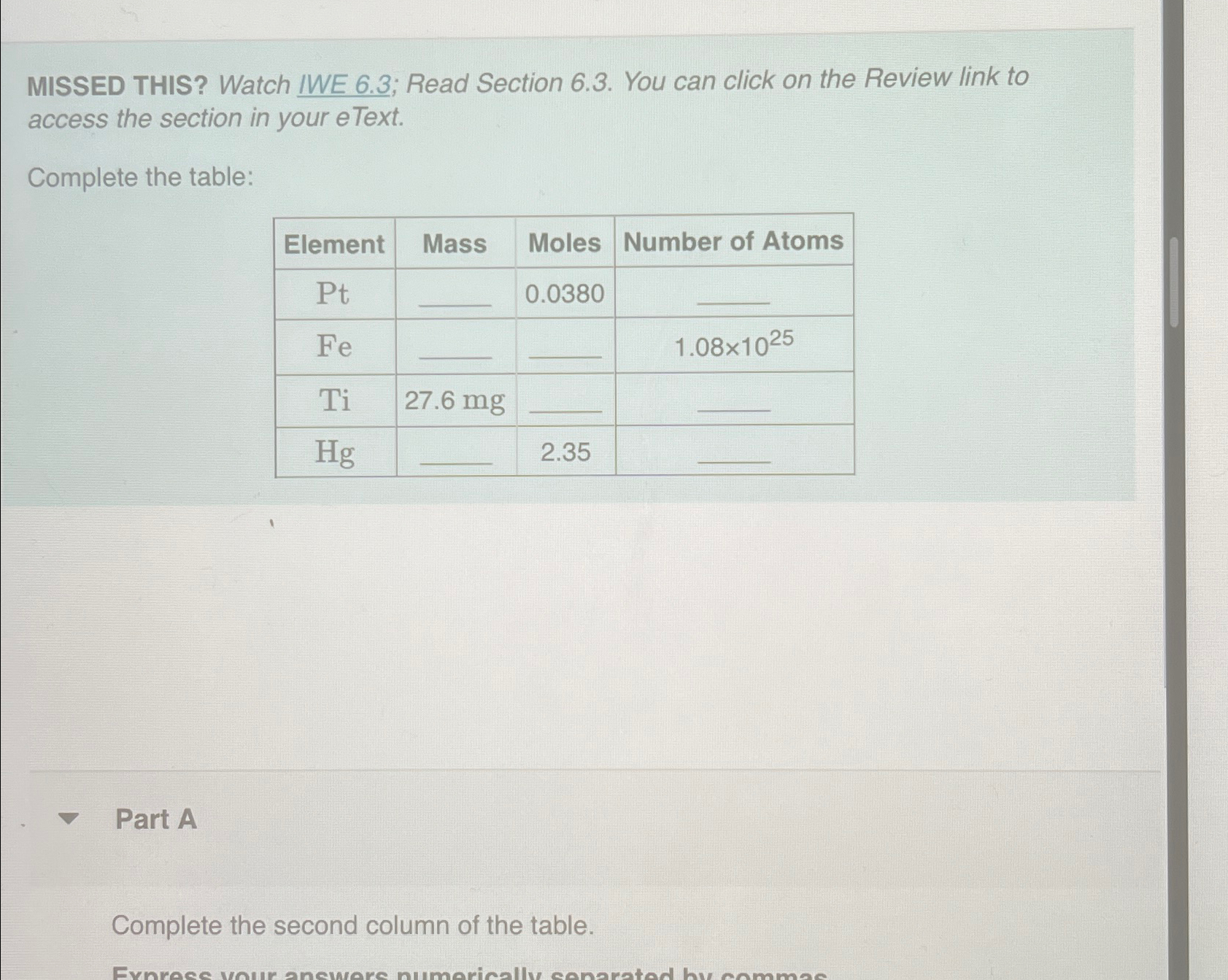 Solved MISSED THIS? Watch IWE 6.3; Read Section 6.3. ﻿You | Chegg.com