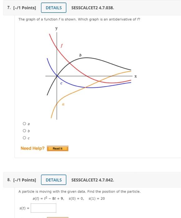 Solved 7. (-/1 Points) DETAILS SESSCALCET2 4.7.038. The | Chegg.com