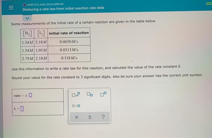 Solved KINETICS AND EQUILIBRIUM Deducing a rate law from | Chegg.com