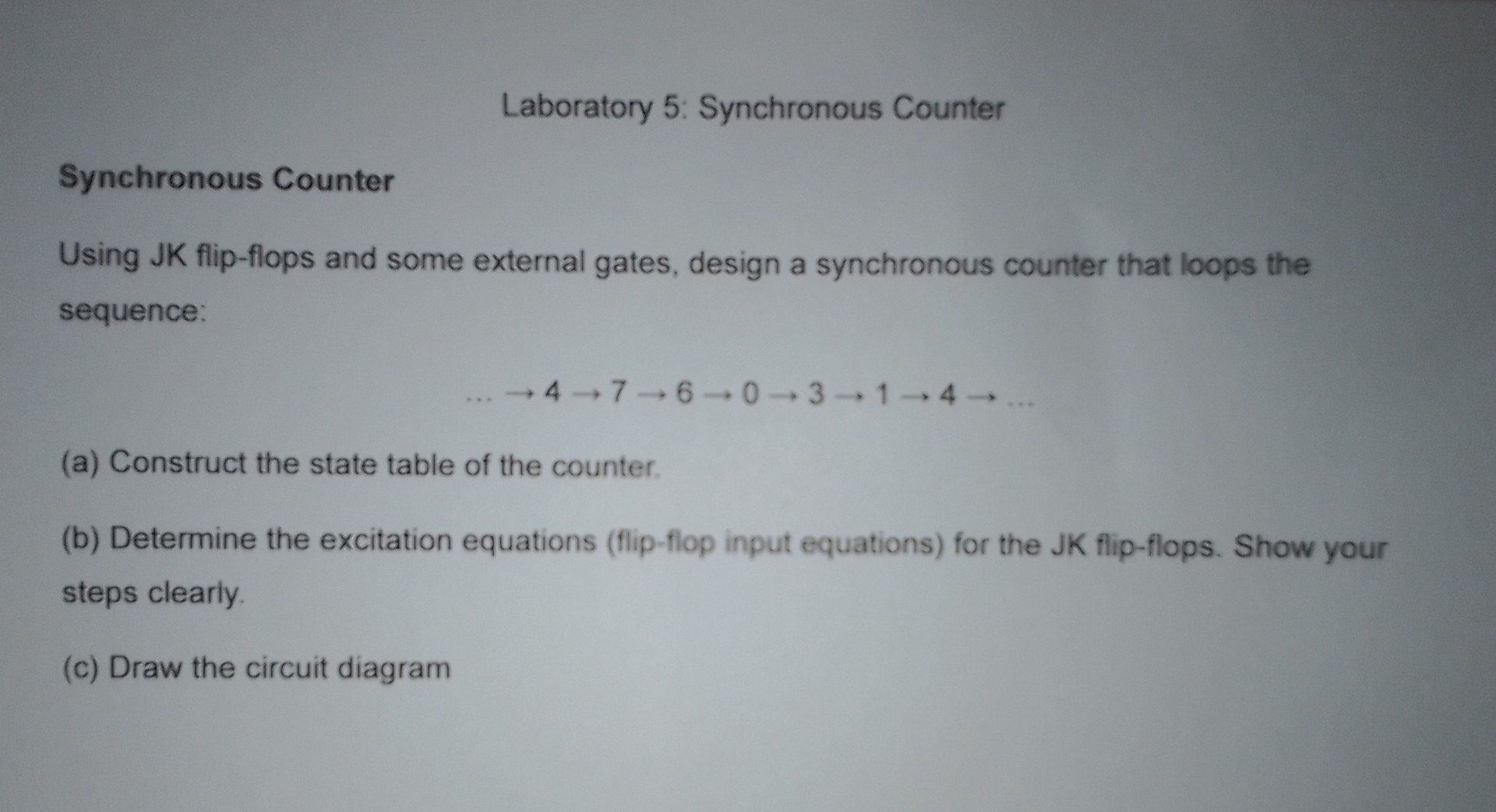 Solved Laboratory 5: Synchronous CounterSynchronous | Chegg.com