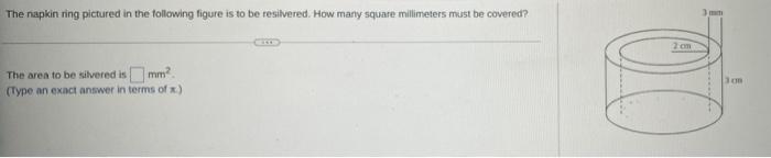 Solved The napkin ring pictured in the following figure is | Chegg.com