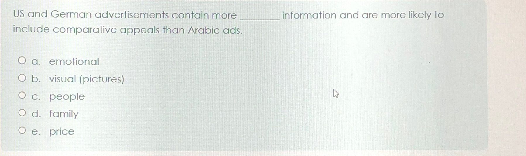 Solved US and German advertisements contain more information | Chegg.com