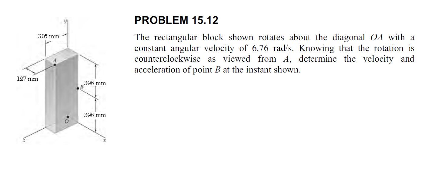 Solved PROBLEM 15.12The rectangular block shown rotates | Chegg.com Solved PROBLEM 15.12The rectangular block shown rotates | Chegg.com
