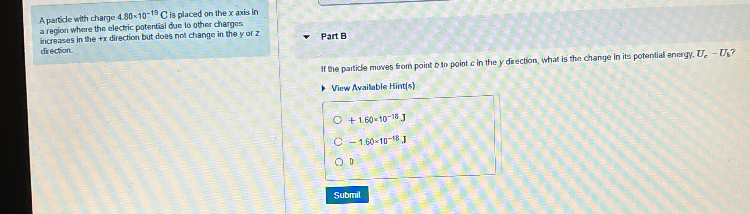 Solved A particle with charge 4.80×10-19C ﻿is placed on the | Chegg.com