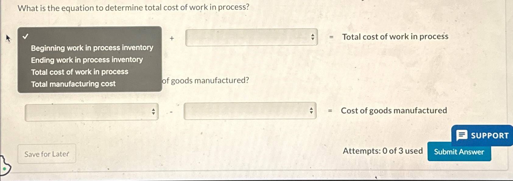 Solved What is the equation to determine total cost of work | Chegg.com