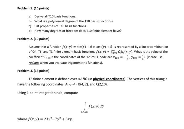 Solved Problem 1. (10 points) a) Derive all T10 basis | Chegg.com