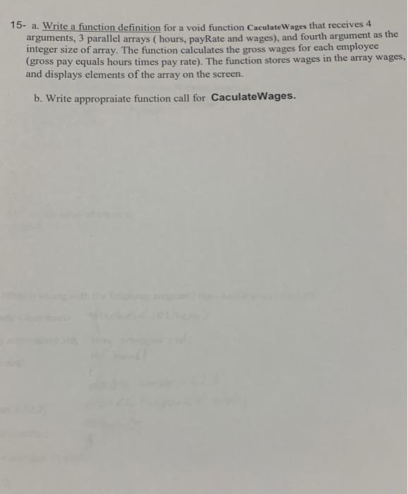 Solved 3 15- a. Write a function definition for a void | Chegg.com