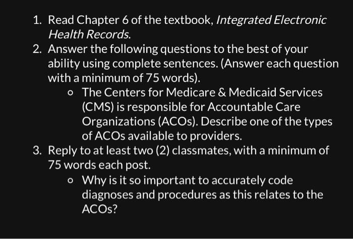 Solved 1. Read Chapter 6 of the textbook, Integrated | Chegg.com