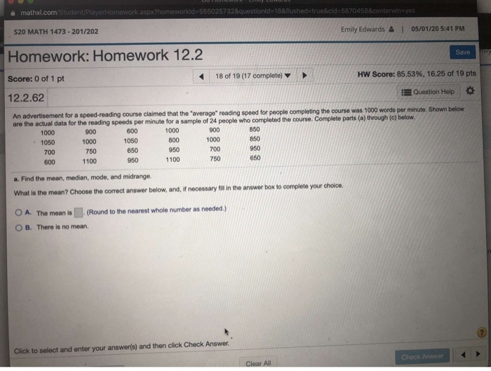 Solved mathxl.com Student/Player | Chegg.com