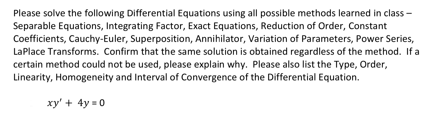 Solved Please solve the following Differential Equations | Chegg.com