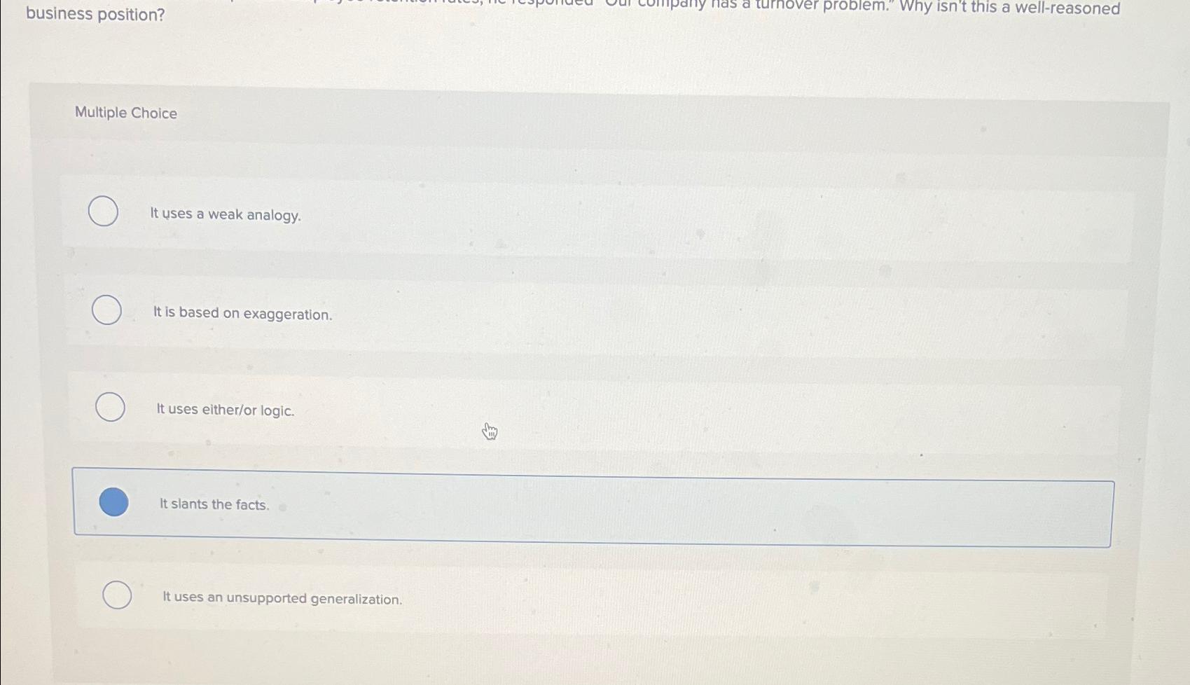 Solved business position?Multiple ChoiceIt uses a weak | Chegg.com