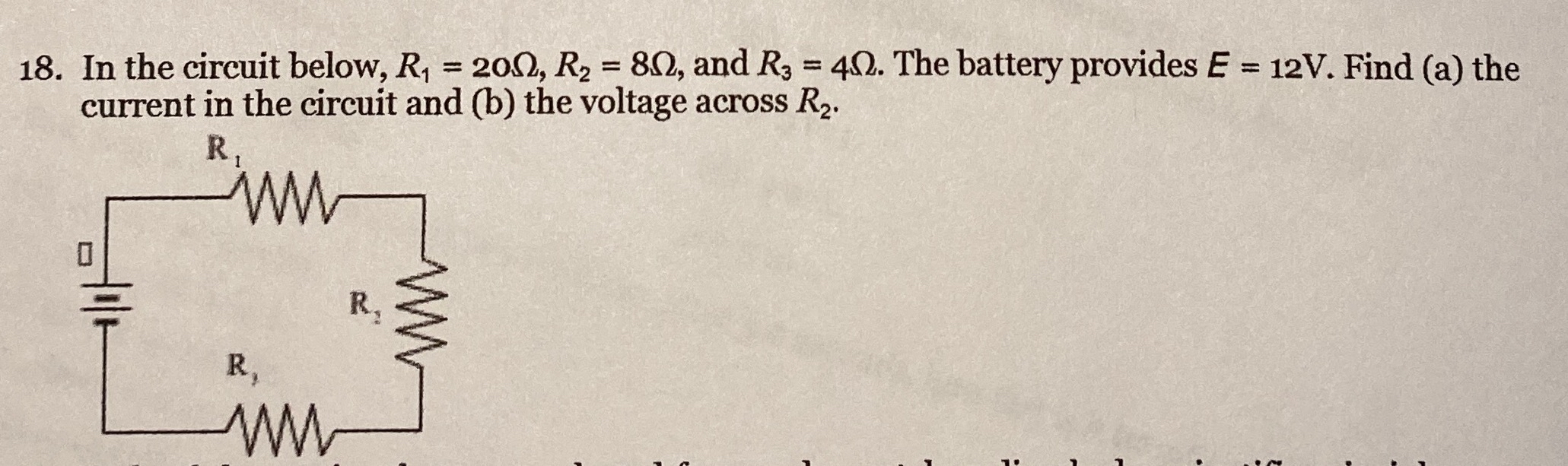 Solved In the circuit below, R1=20Ω,R2=8Ω, ﻿and R3=4Ω. ﻿The | Chegg.com