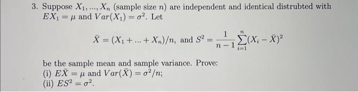 Solved Suppose X1,…,Xn (sample size n ) are independent and | Chegg.com