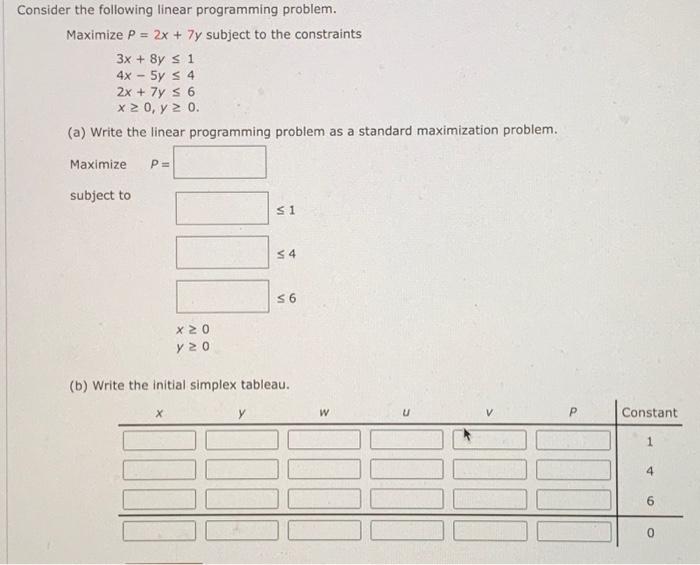 Solved Consider the following linear programming problem. | Chegg.com