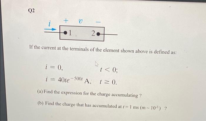 Solved If the current at the terminals of the element shown | Chegg.com