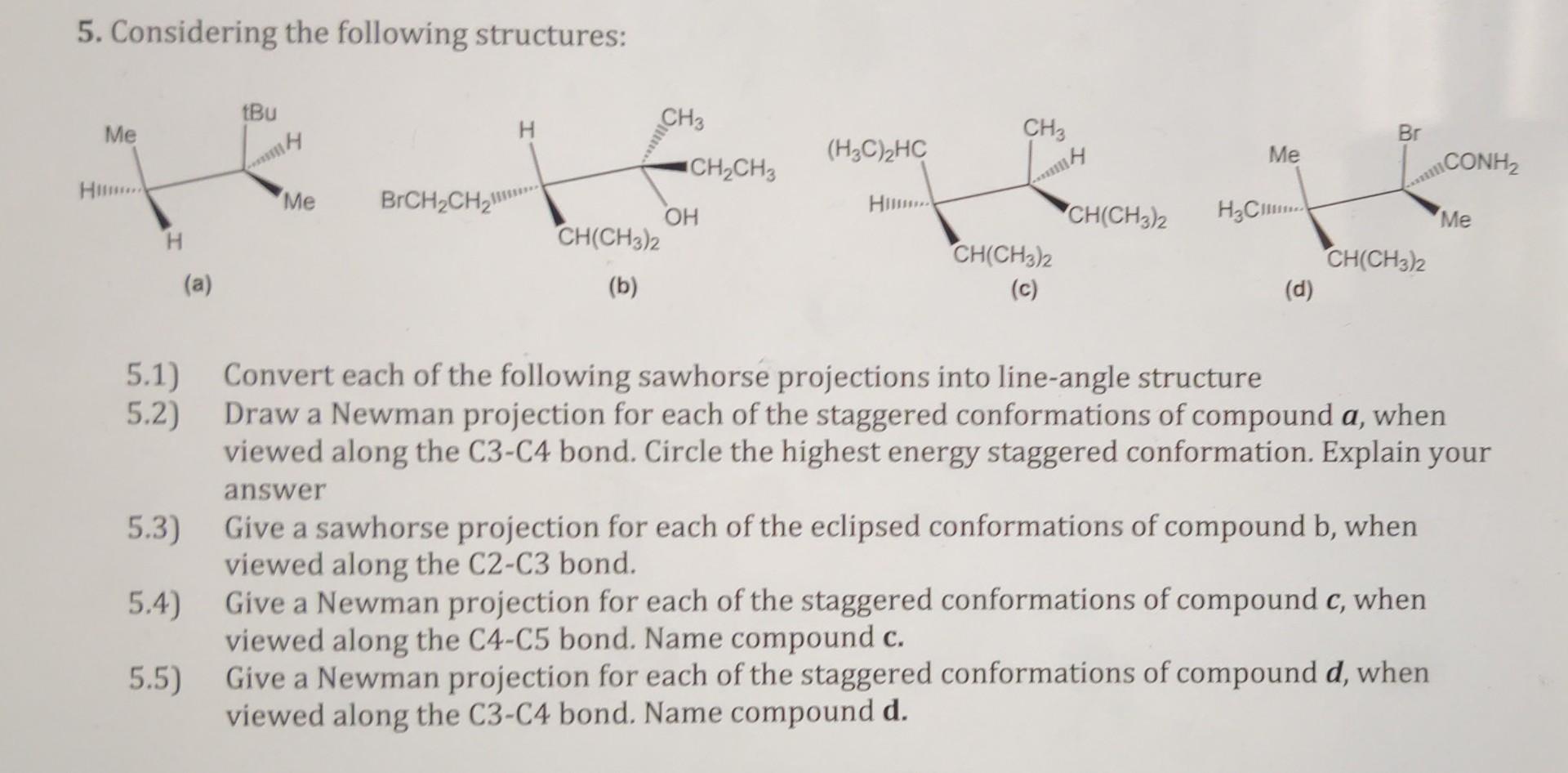 Solved 5. Considering the following structures: 5.1) Convert | Chegg.com
