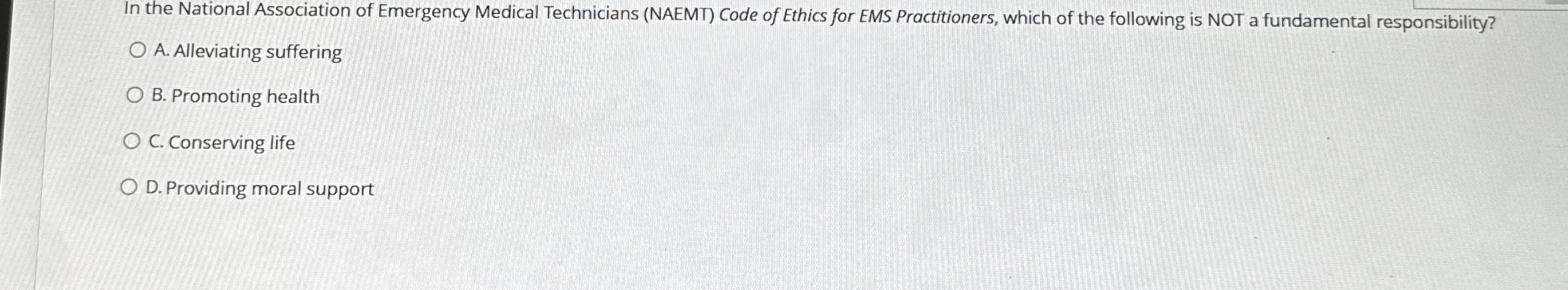 Solved In the National Association of Emergency Medical | Chegg.com
