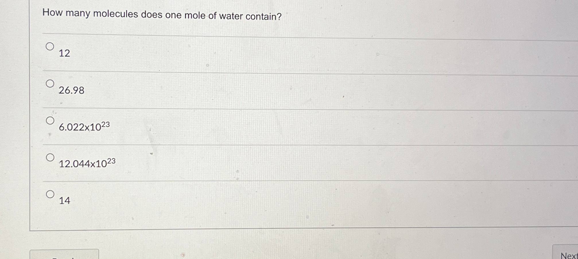 Solved How many molecules does one mole of water | Chegg.com