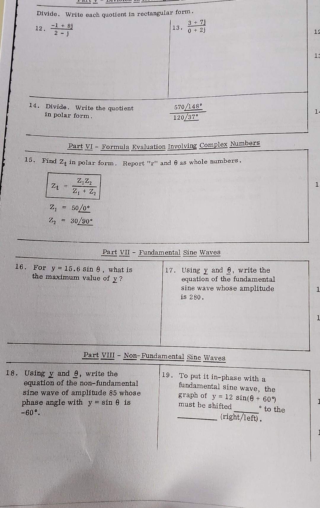Solved Divide. Write each quotient in rectangular form. 12. | Chegg.com