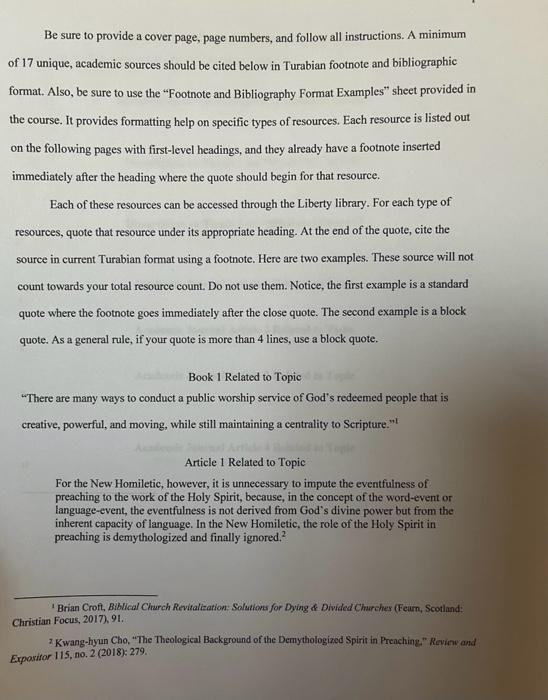 FOOTNOTE AND BIBLIOGRAPHY FORMAT PAPER ASSIGNMENT | Chegg.com