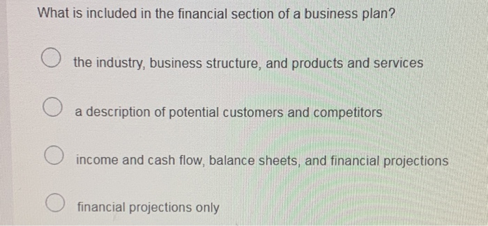 Solved What is included in the financial section of a | Chegg.com