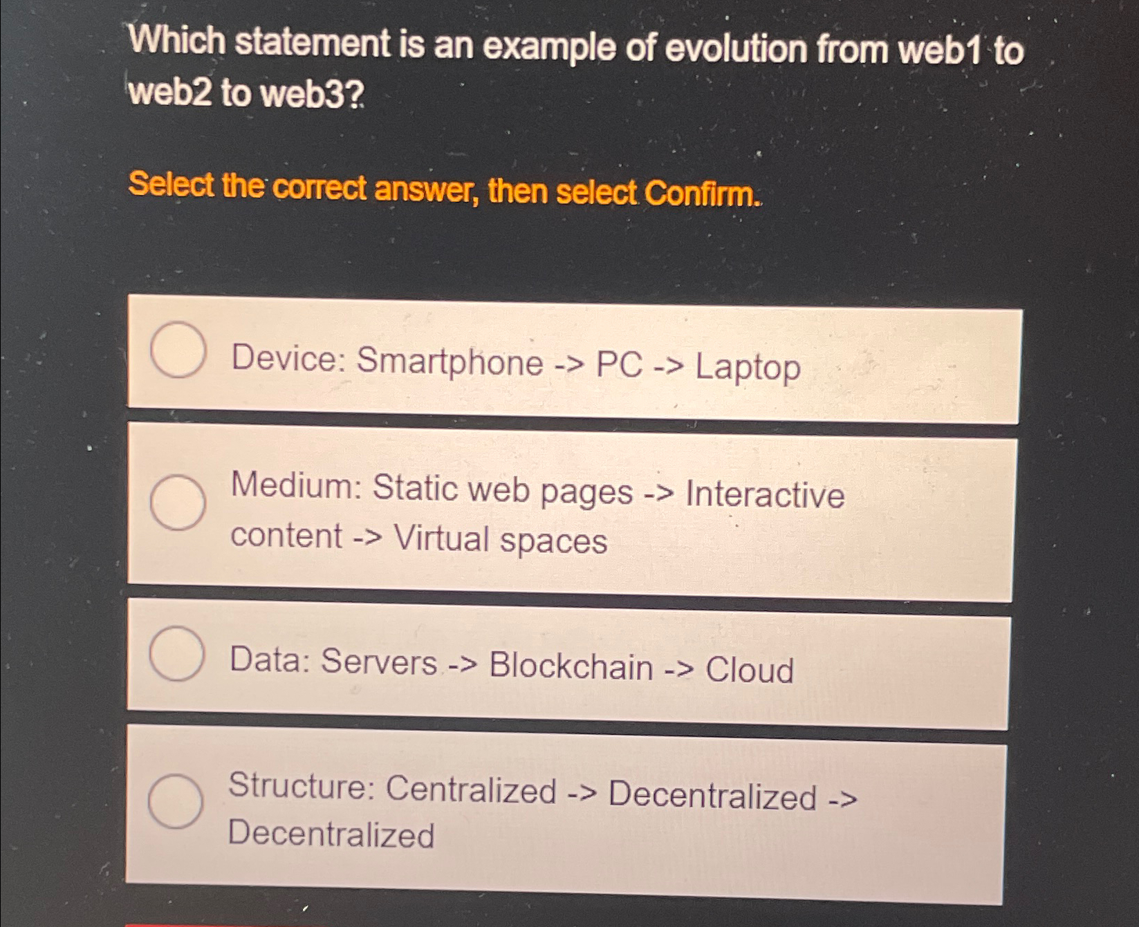 Solved Which statement is an example of evolution from web1 | Chegg.com