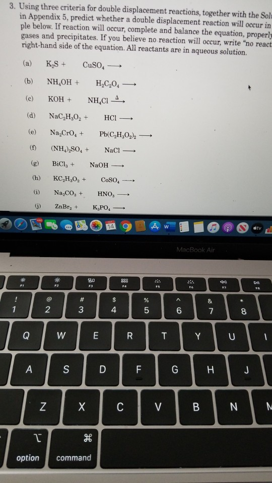 Solved 3. Using three criteria for double displacement | Chegg.com