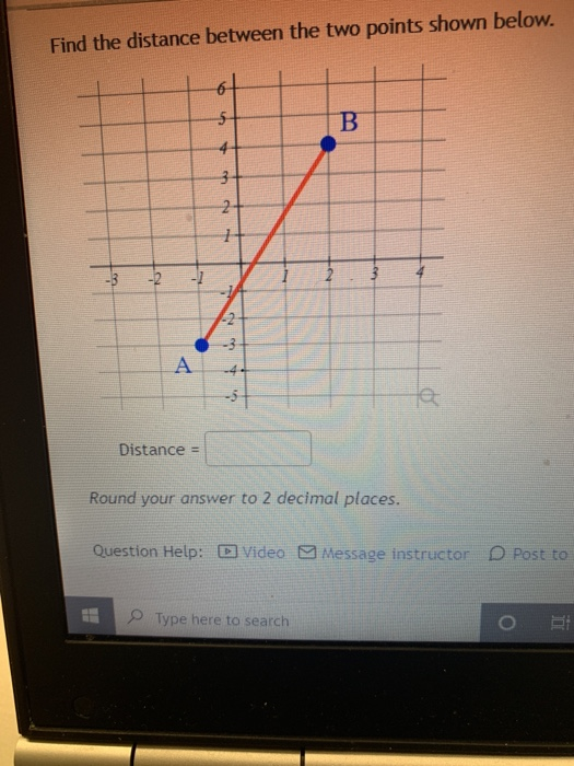Solved Find the distance between the two points shown below. | Chegg.com