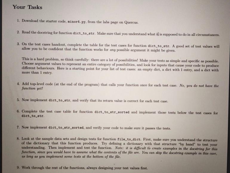 Solved Your Tasks 1. Download the starter code, minor4.py, | Chegg.com