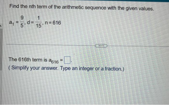 Solved Find the nth term of the arithmetic sequence with the | Chegg.com