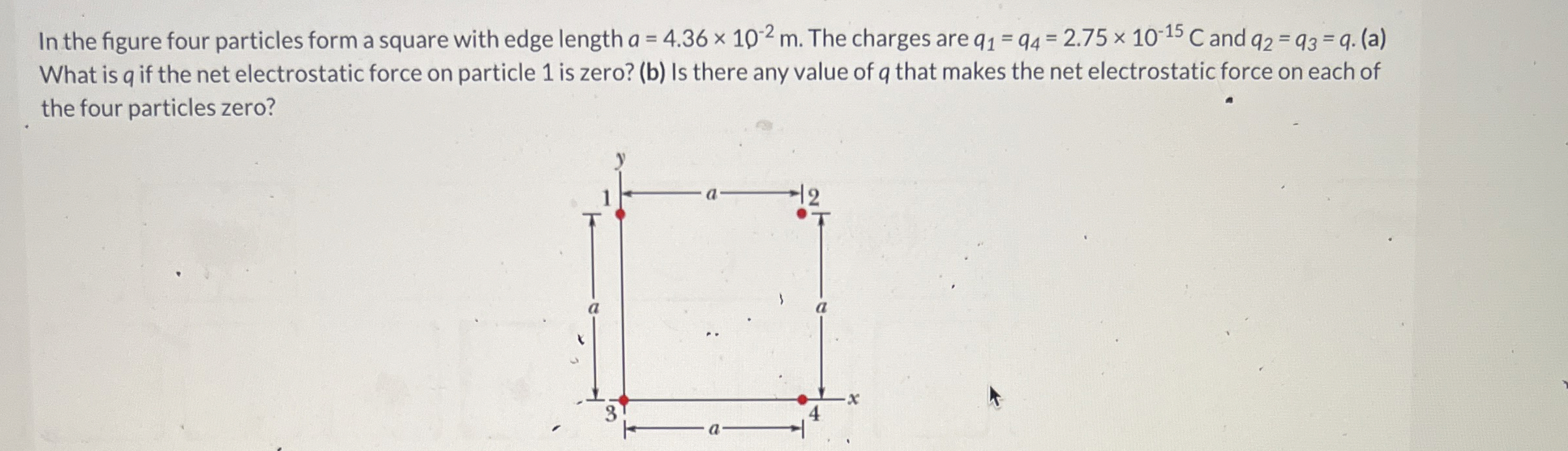 Solved In the figure four particles form a square with edge | Chegg.com