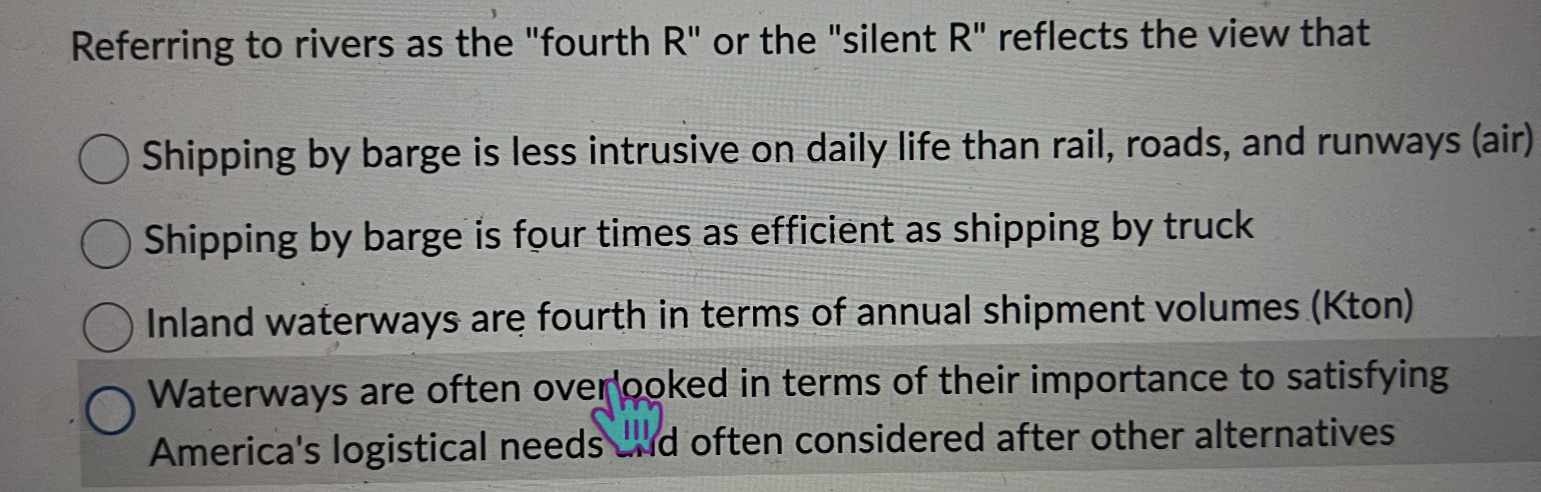 Solved Referring to rivers as the "fourth R " ﻿or the | Chegg.com