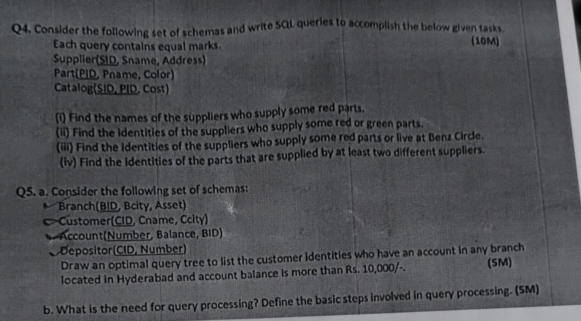 Solved Subject: Database management systems please send it | Chegg.com