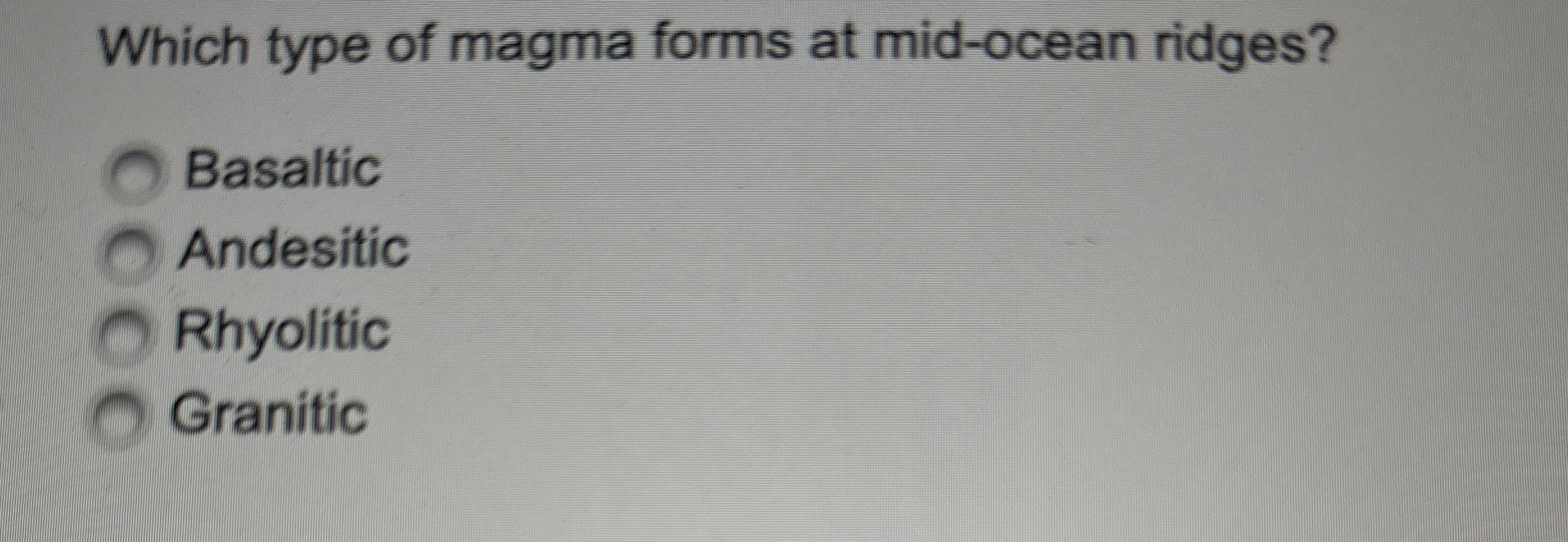 Solved Which type of magma forms at mid-ocean | Chegg.com