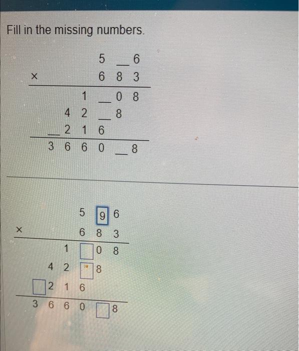 Solved Fill in the missing numbers. | Chegg.com