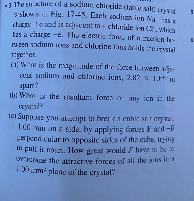Solved 5 6 *3 The structure of a sodium chloride (table | Chegg.com