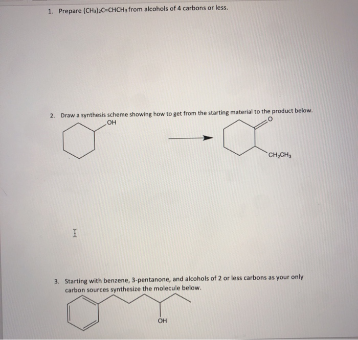 Solved 1. Prepare (CH3)2C=CHCH3 from alcohols of 4 carbons | Chegg.com