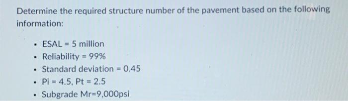 Solved Determine the required structure number of the | Chegg.com