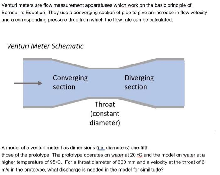 Solved Venturi meters are flow measurement apparatuses which | Chegg.com