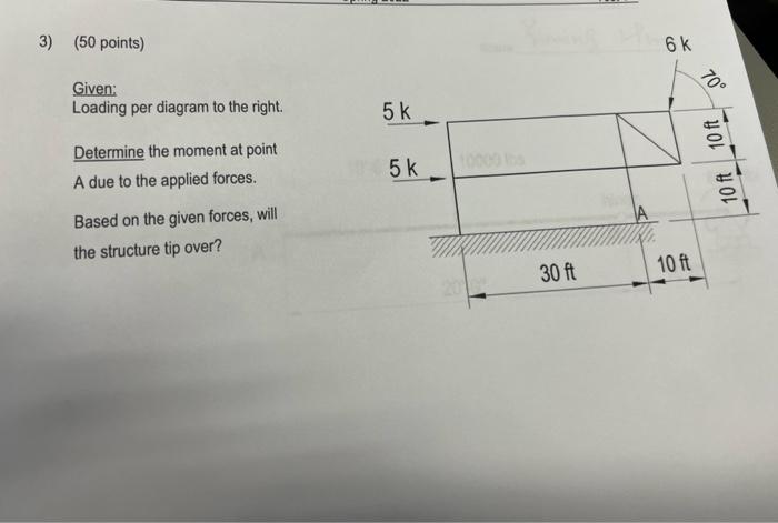Solved 3) (50 points) 6K 70° Given: Loading per diagram to | Chegg.com