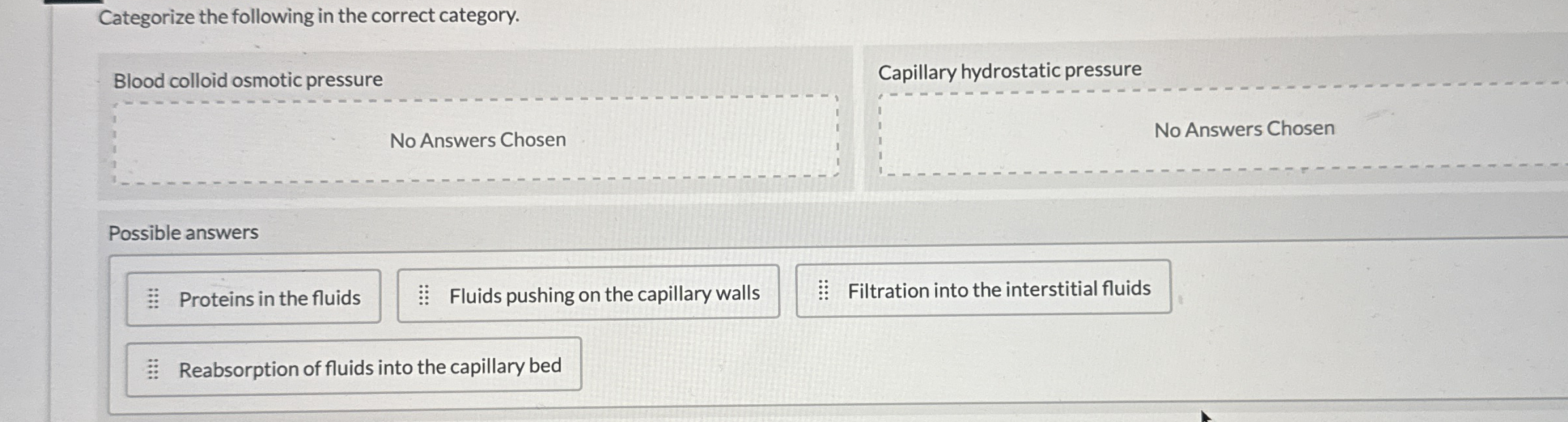 Solved Categorize the following in the correct | Chegg.com