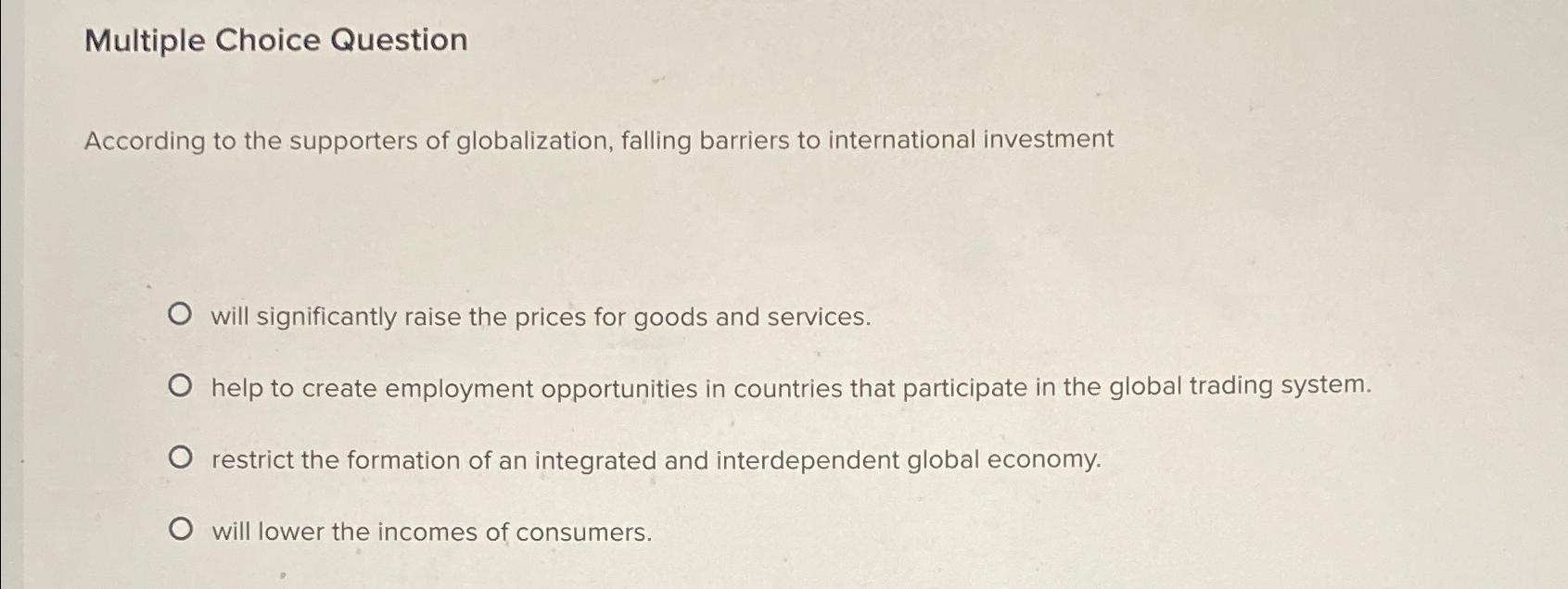Solved Multiple Choice QuestionAccording to the supporters | Chegg.com