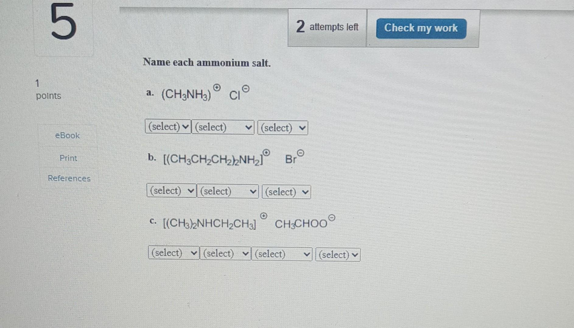 Solved Name each ammonium salt. | Chegg.com