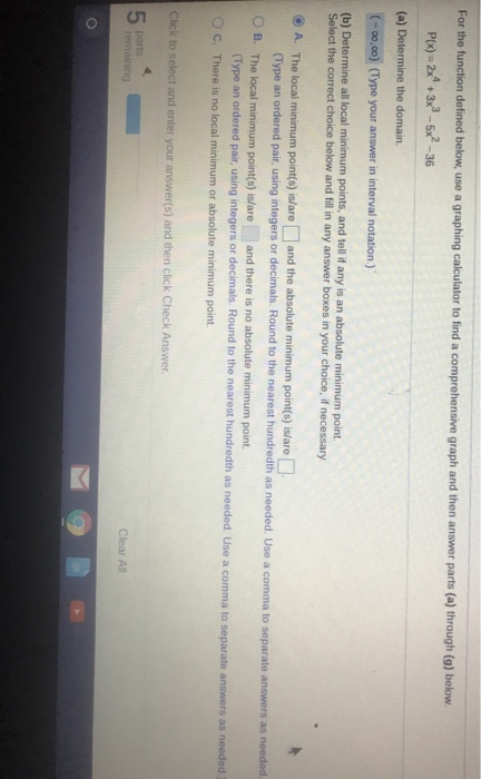 Solved For the function defined below, use a graphing | Chegg.com