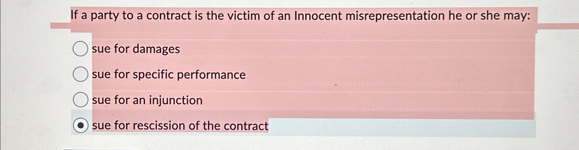 Solved If a party to a contract is the victim of an Innocent | Chegg.com