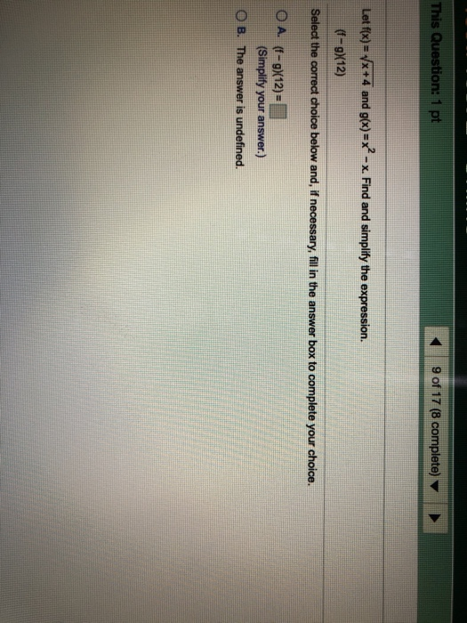 Solved This Question: 1 pt 9 of 17 (8 complete) Let f(x) = | Chegg.com