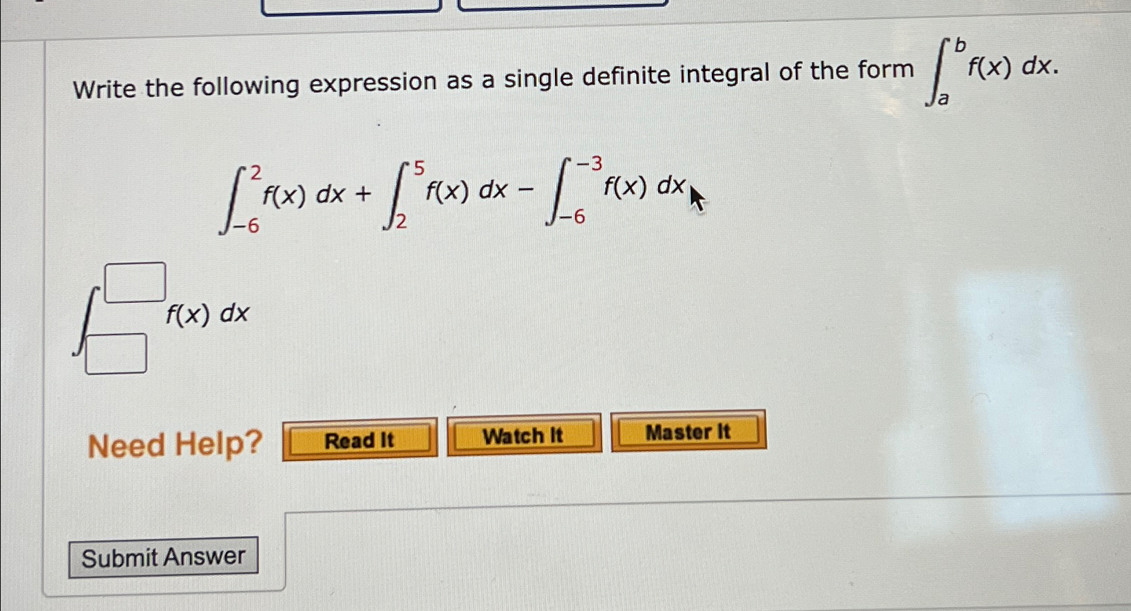Solved Write the following expression as a single definite | Chegg.com